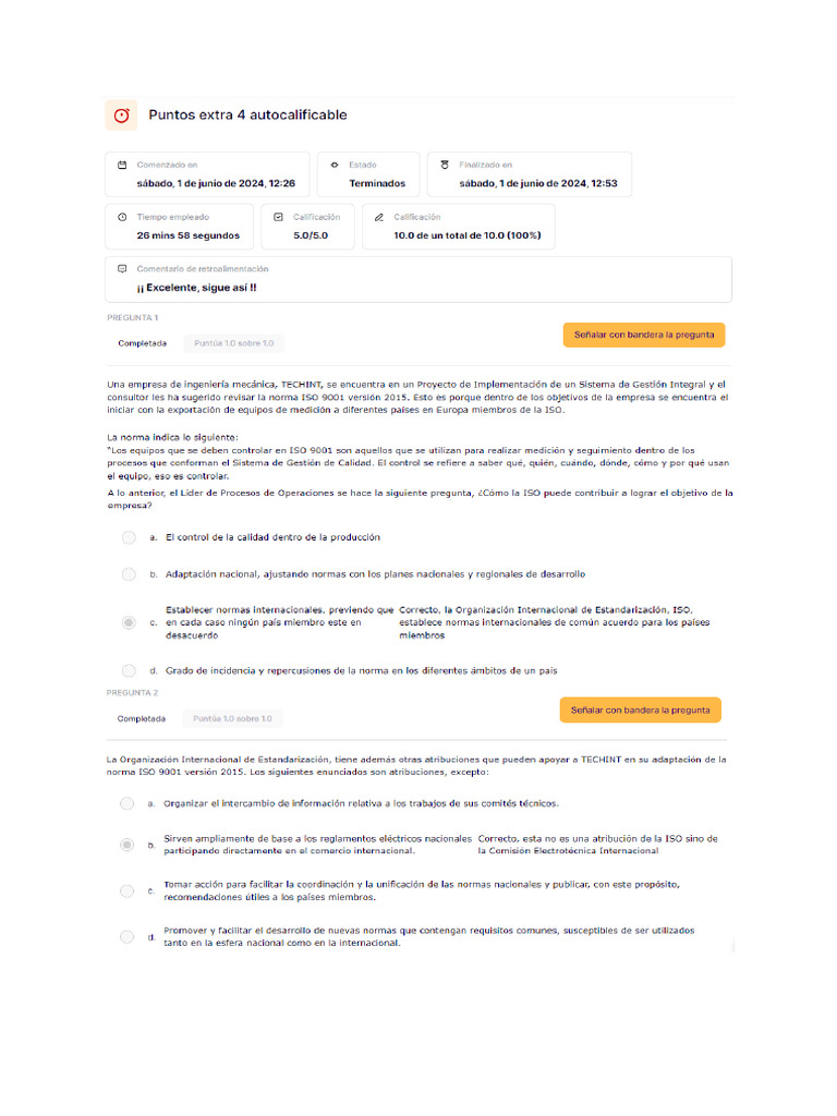 Punto Extra Semana 04 - Normas y Control de Calidad | PDF