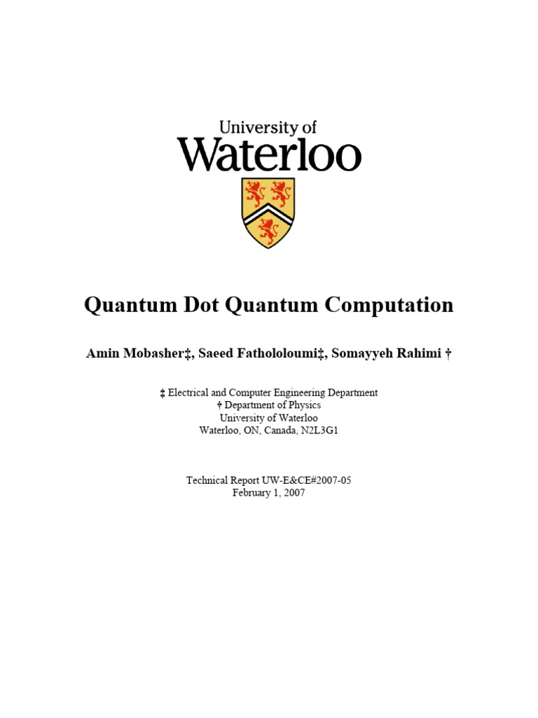 Quantum Dot Qubit | PDF | Quantum Computing | Theoretical Physics