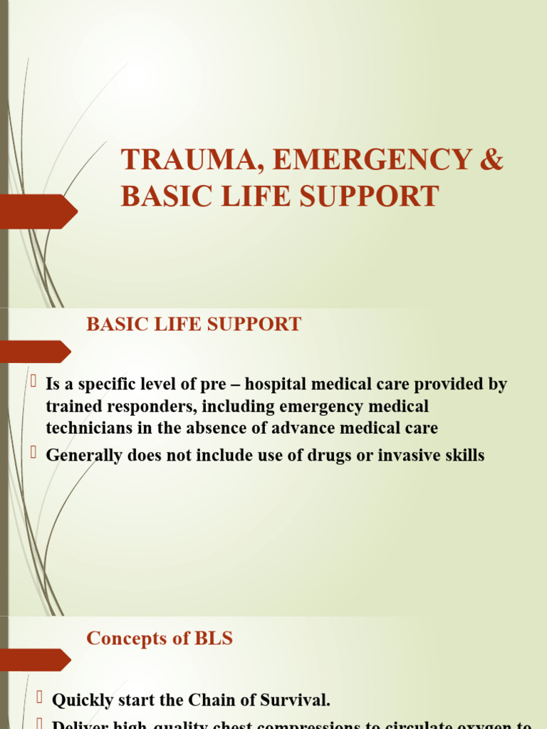Trauma, Emergency & Basic Life Support | PDF | First Aid | Emergency
