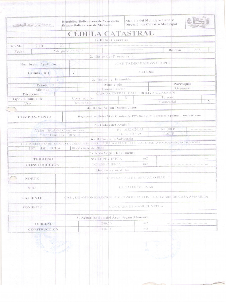 Cedula Catastral | PDF | Ciencia y matemáticas
