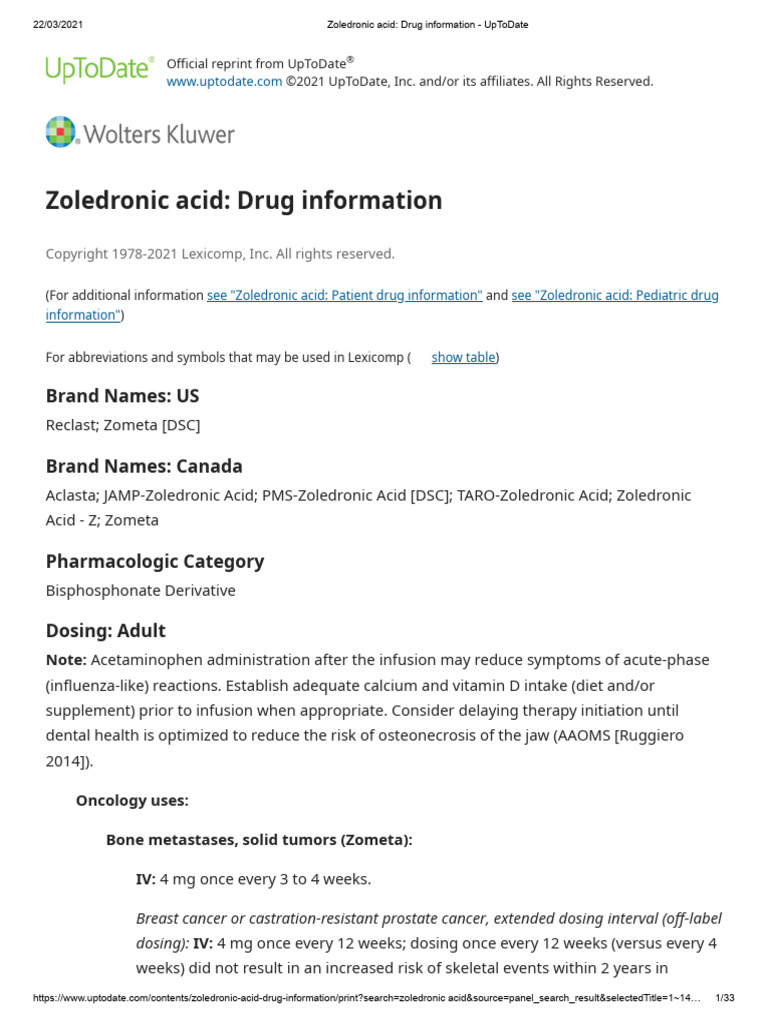 3 - Zoledronic Acid - Drug Information - UpToDate | PDF | Osteoporosis ...