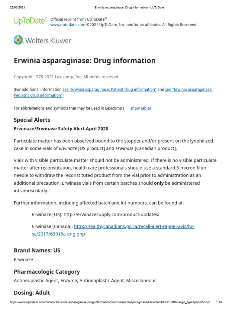 3 - Erwinia Asparaginase - Drug Information - UpToDate | PDF ...