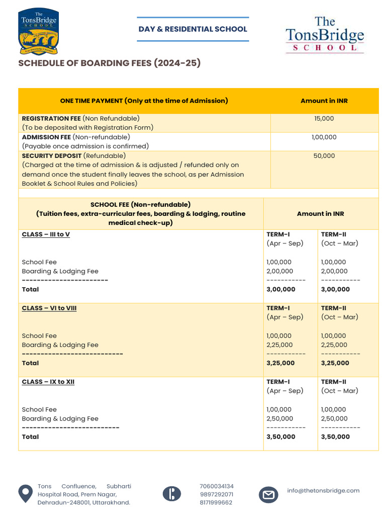 TTBS Boarding Fee 2024 25 1 | PDF | Payments | Banking