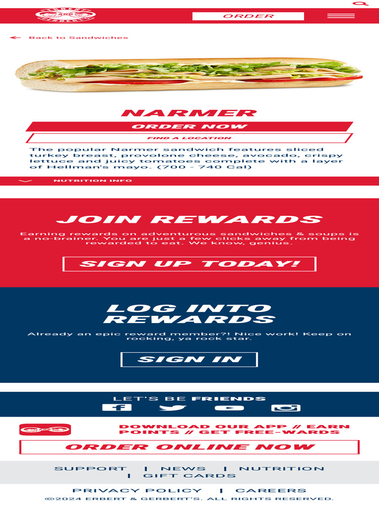 Narmer Sandwich Erbert & Gerbert's Menu | PDF