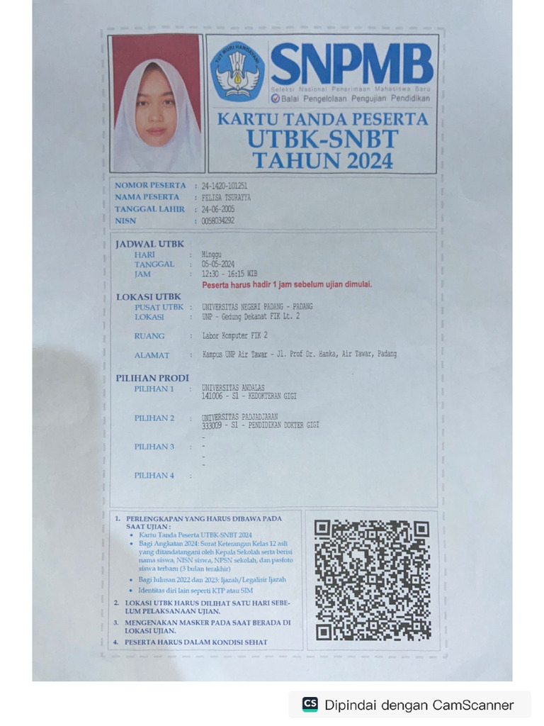 Kartu Peserta Utbk | PDF