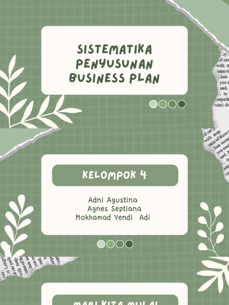 Kelompok 4 Sistematika Penulisan Bisnis Plan | PDF
