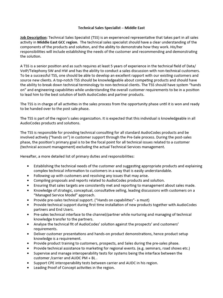 UAE Technical Sales Manager 2022 | PDF | Telecommunications | Knowledge UAE Technical Sales Manager 2022 | PDF | Telecommunications | Knowledge