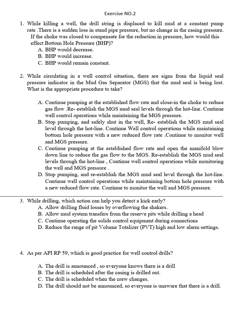 Well Control Procedures and Calculations | PDF | Casing (Borehole) | Pump