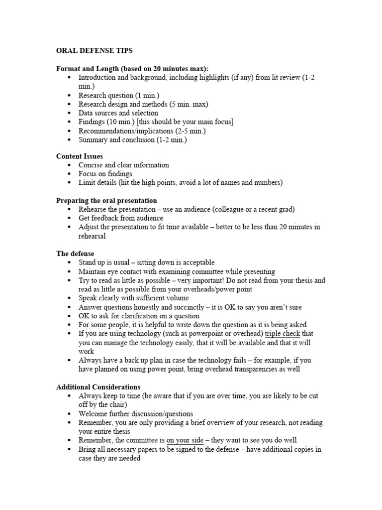 Oral Defense Tips | PDF
