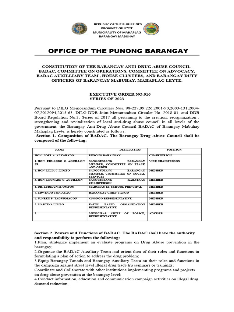 Eo Badac Constitution | PDF | Government