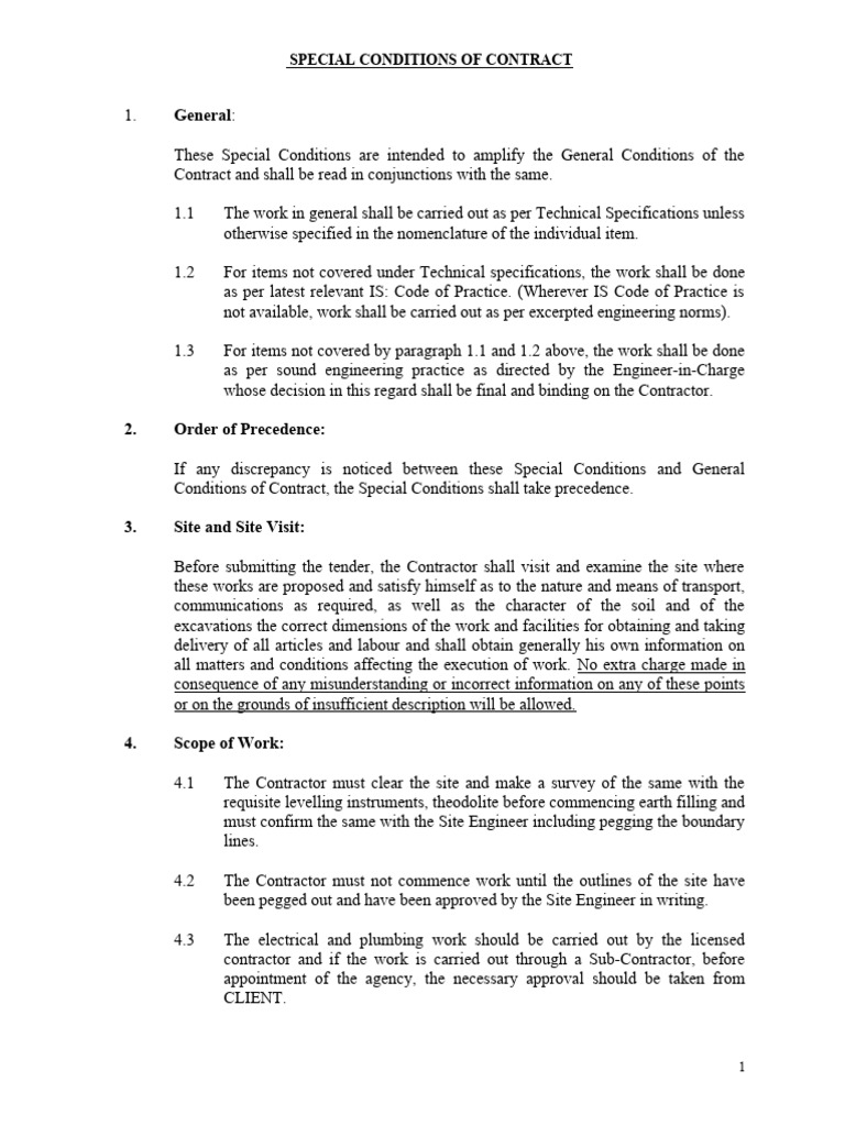 2-Special Conditions of Contract | PDF | Employment | General Contractor