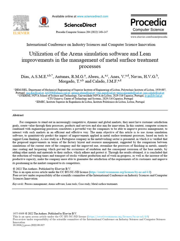 1 s2.0 S1877050922007554 Main | PDF | Lean Manufacturing | Simulation