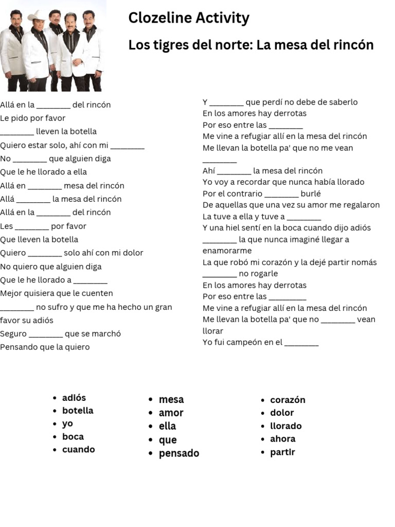 Clozeline Activity | PDF