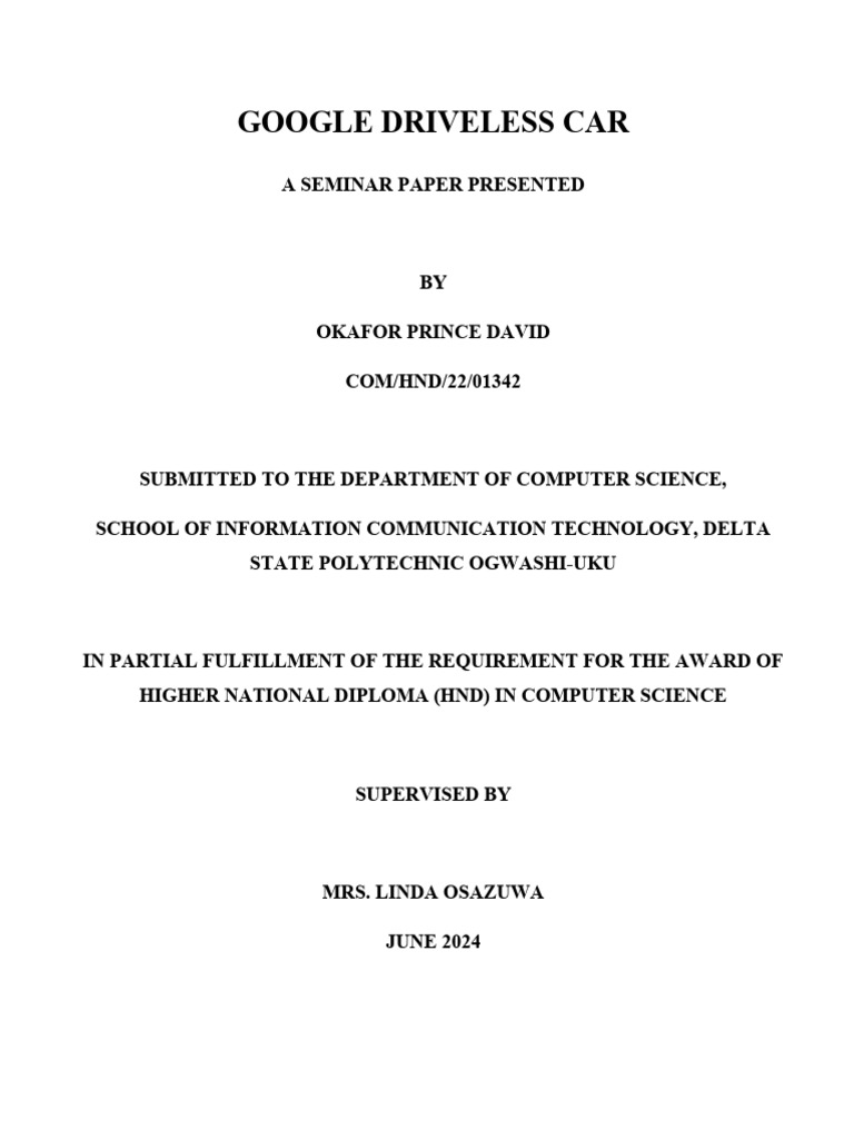 Google Driverless Car Seminar | PDF