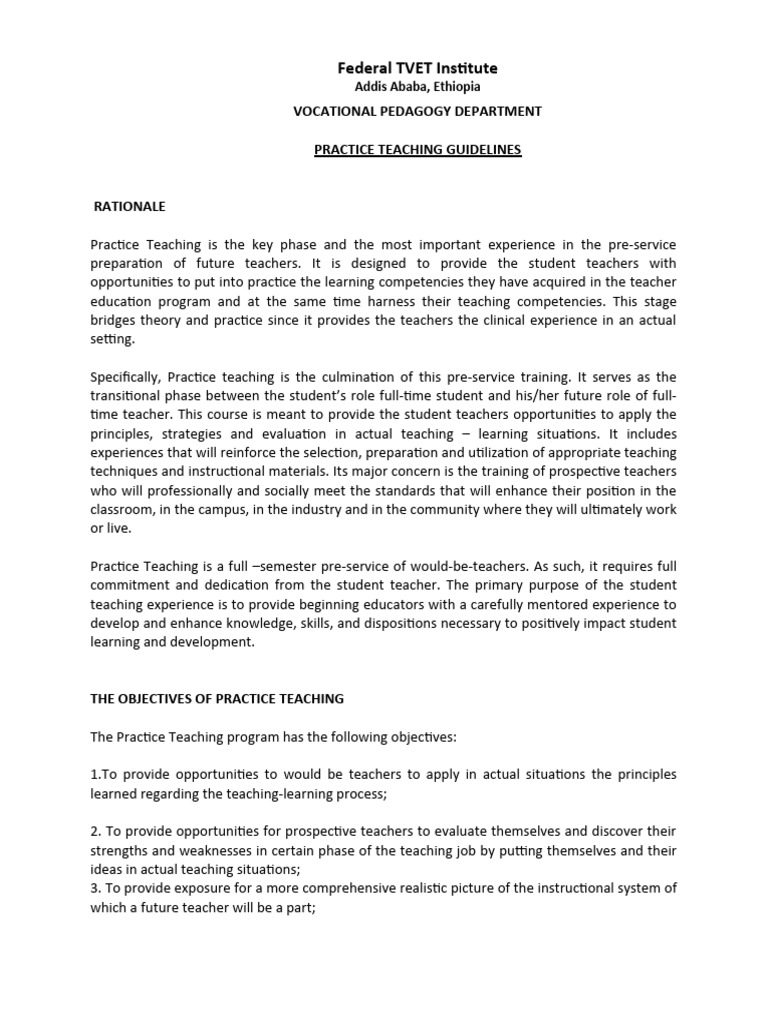 Practice Teaching Guidelines | Download Free PDF | Teachers ...