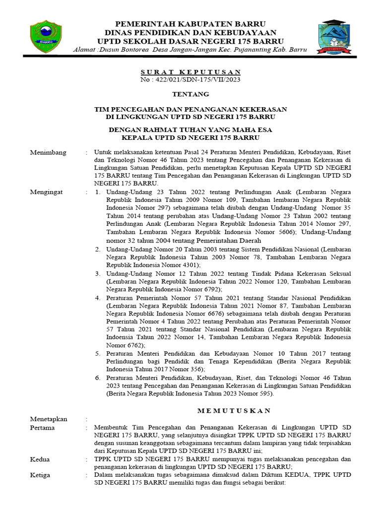 cONTOH SK TPPK 2023-2025 | PDF