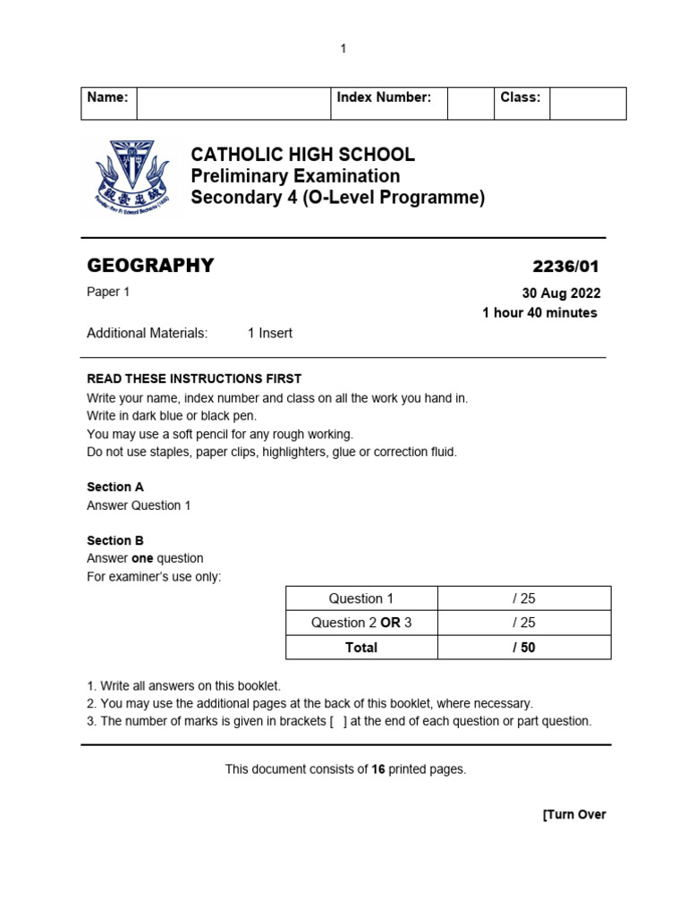 S4 2022 Prelim Geography P1 | PDF | Coast | Beach