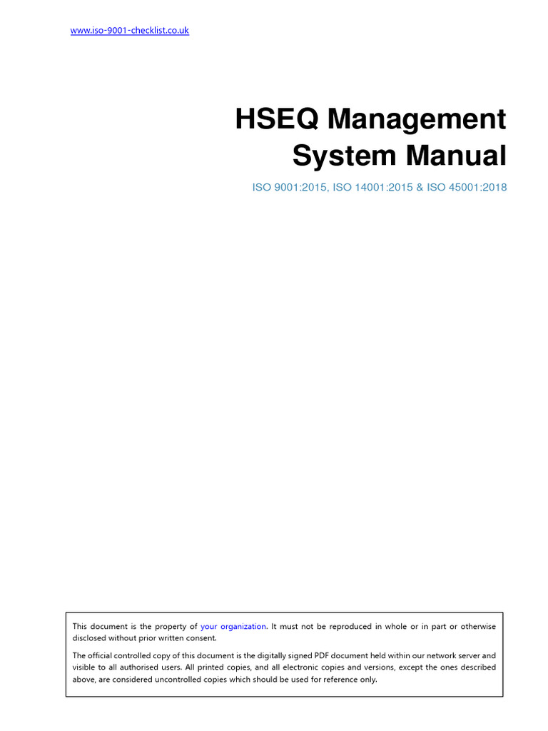 ISO9001+ISO14001+ISO45001 IMS Management System Manual | PDF | Risk ...