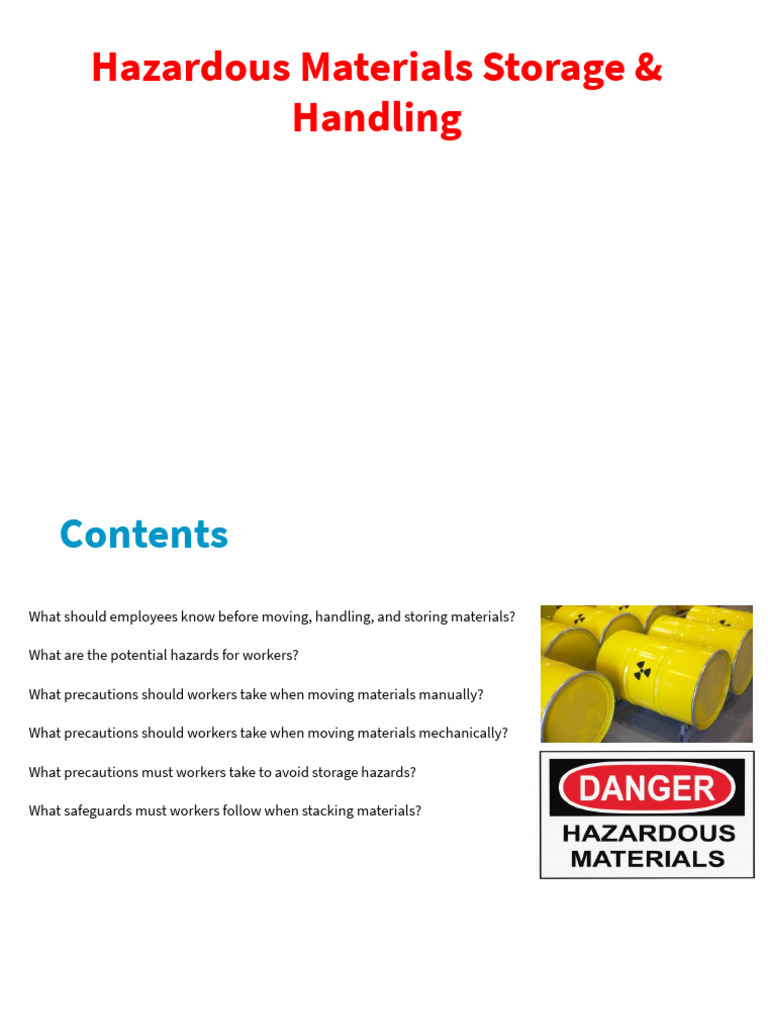 Hazardous Materials Storage & Handling | PDF | Waste | Hazardous Waste