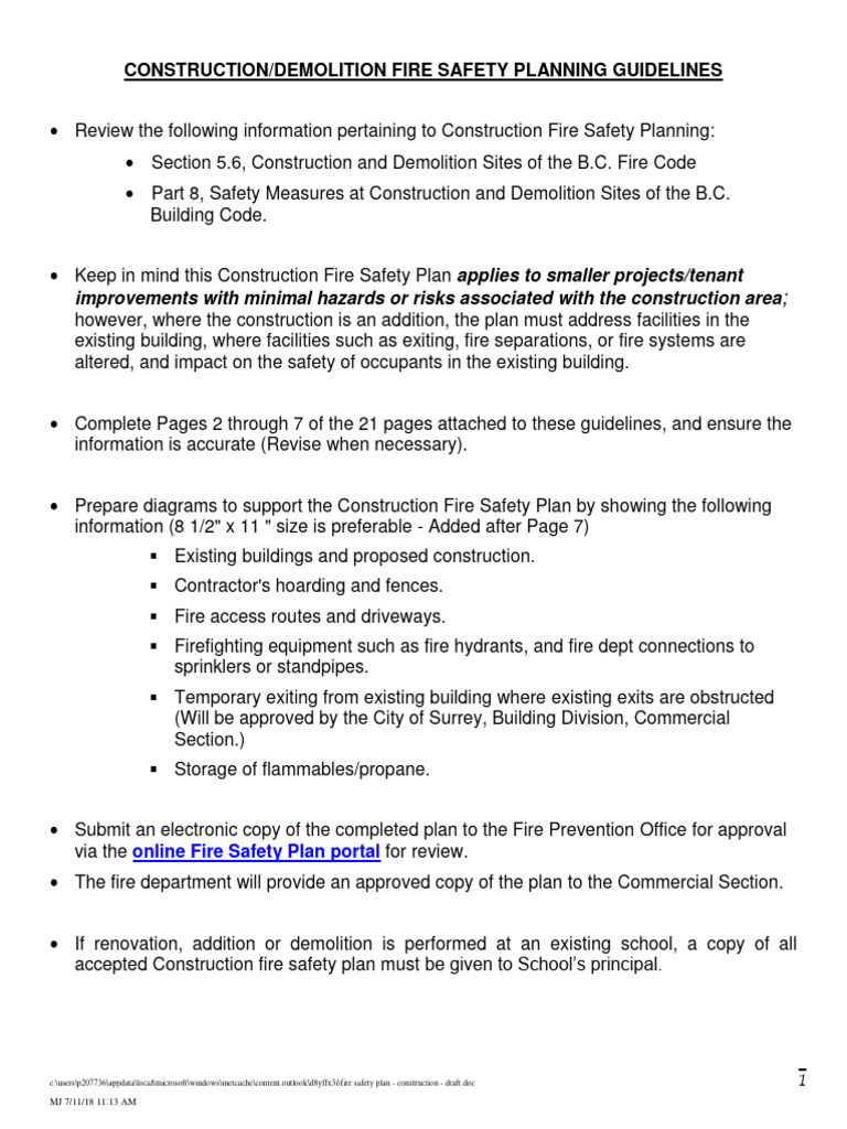 Construction Demolition Fire Safety Plan | Download Free PDF | Fire ...