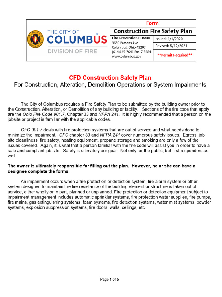 Construction Fire Safety Plan | Download Free PDF | Fire Safety | Fire ...