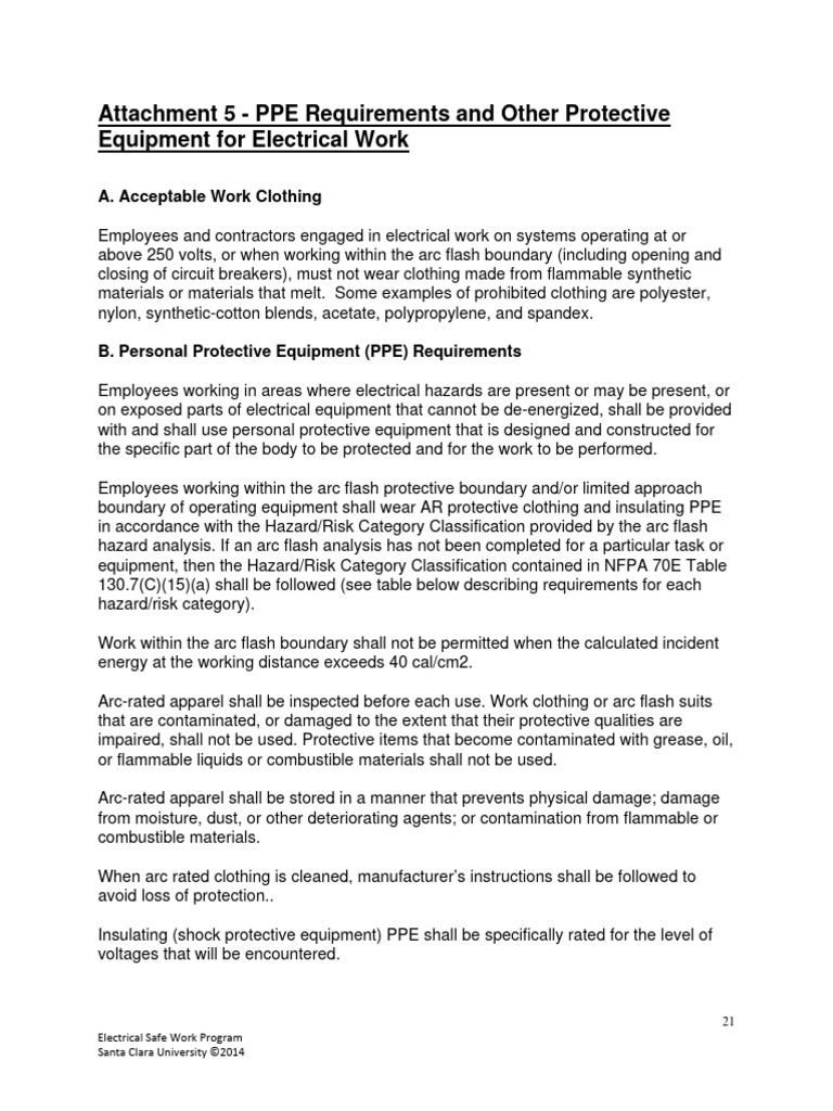 Electrical Work Personal Protection Equipment | Download Free PDF | Personal Protective ...