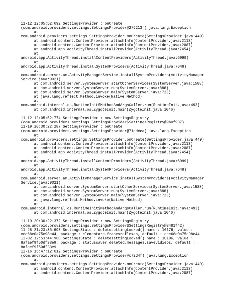 Settings Provider | Download Free PDF | Java (Programming Language) | Operating System Technology