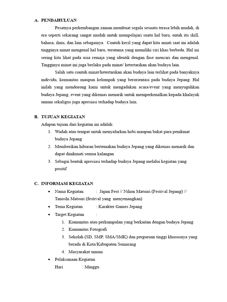 Proposal Japan Fest 2024 Semarang | PDF