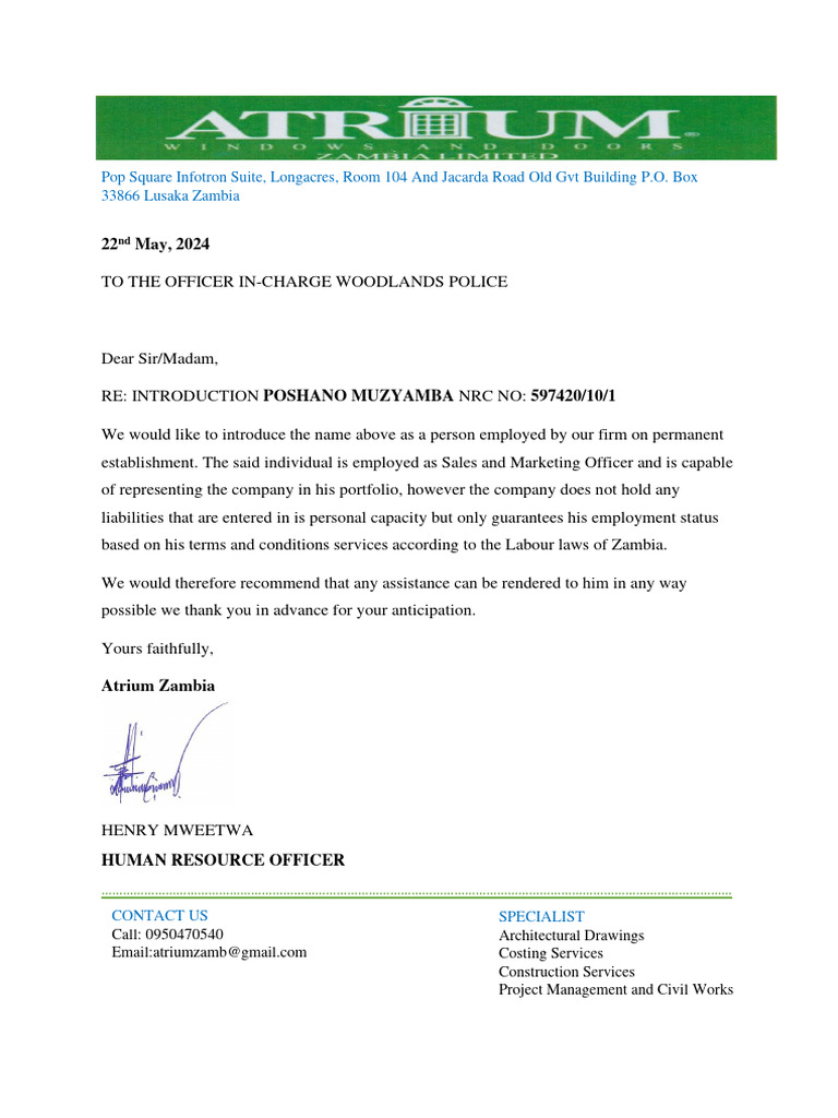 Employee Introduction Letter | PDF