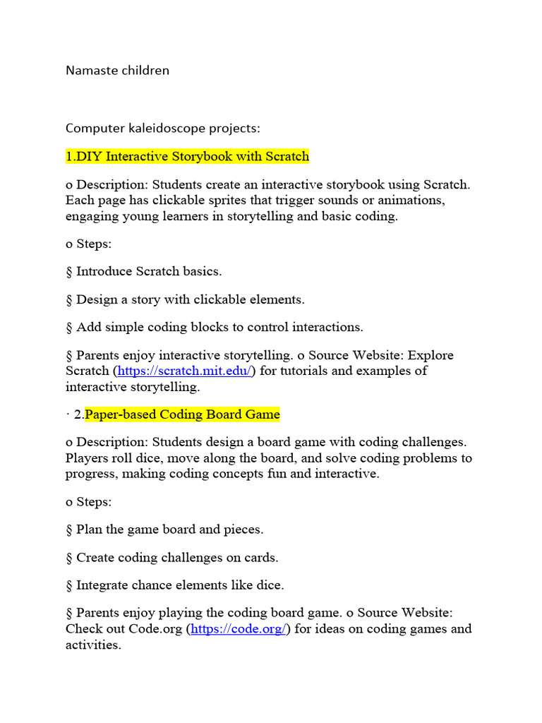 Engaging Kids with Coding Projects | PDF | Scratch (Programming ...
