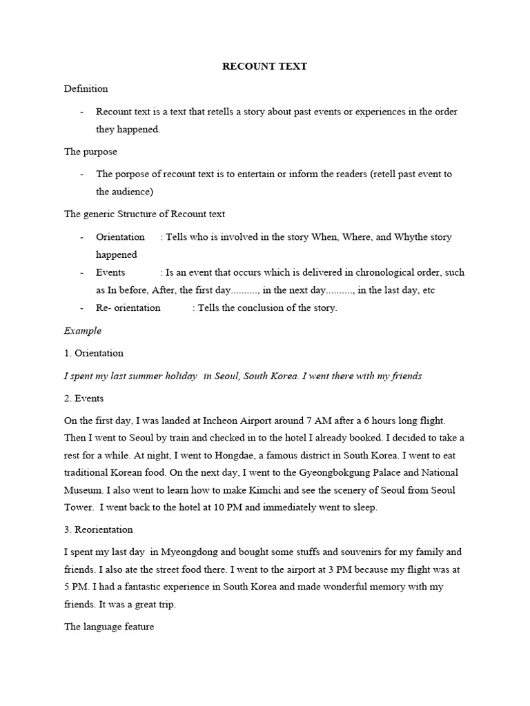 Recount Text | PDF | Seoul