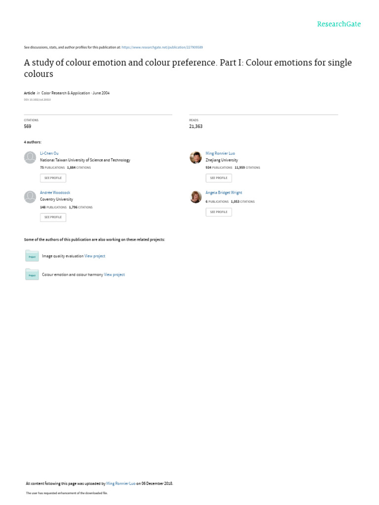 A Study of Colour Emotion and Colour Preference. Part I: Colour ...