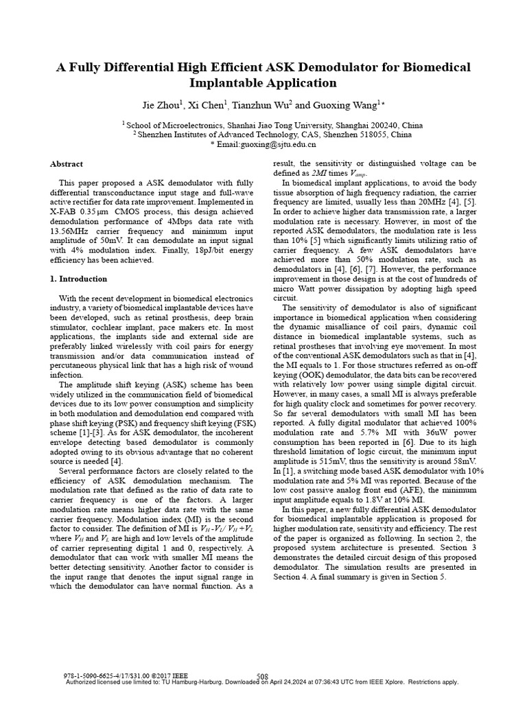 A Fully Differential High Efficient ASK Demodulator For Biomedical ...