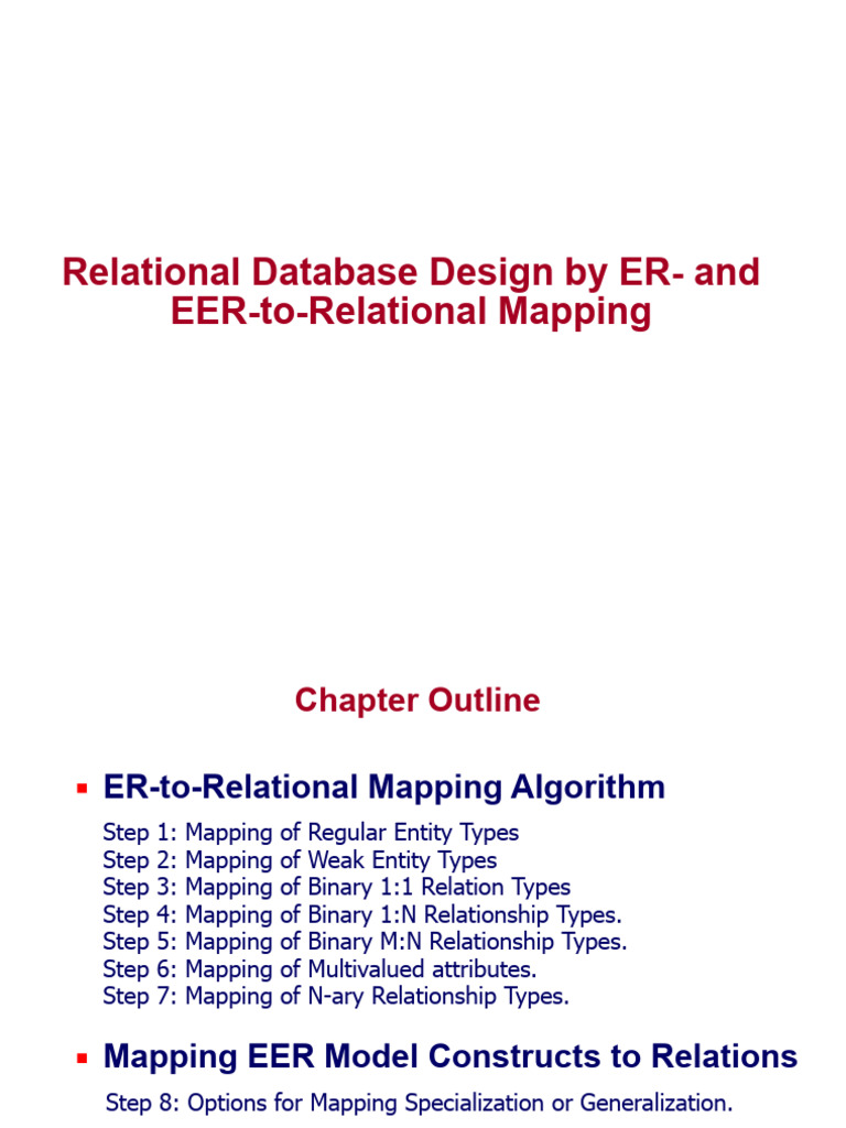 ER - EER To Relational Mapping Final | PDF | Relational Model | Relational Database