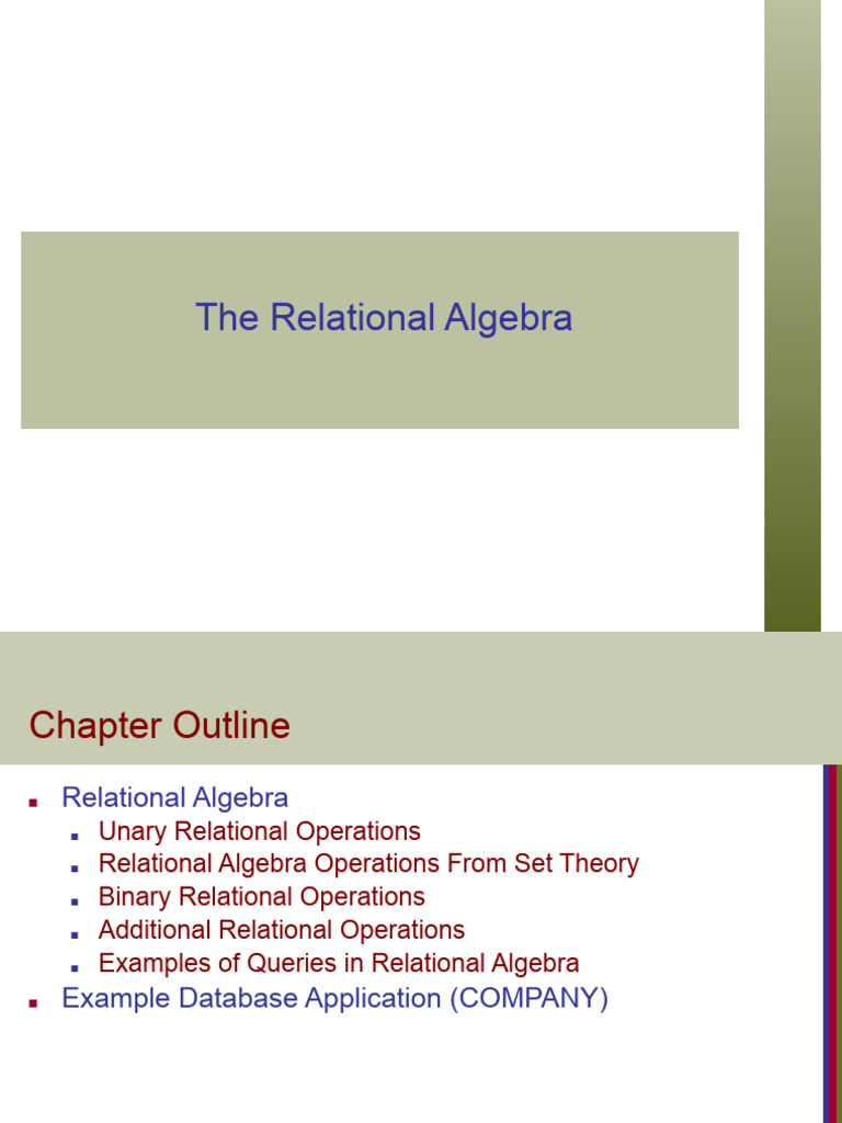 Relational Algebra | PDF | Relational Model | Relational Database