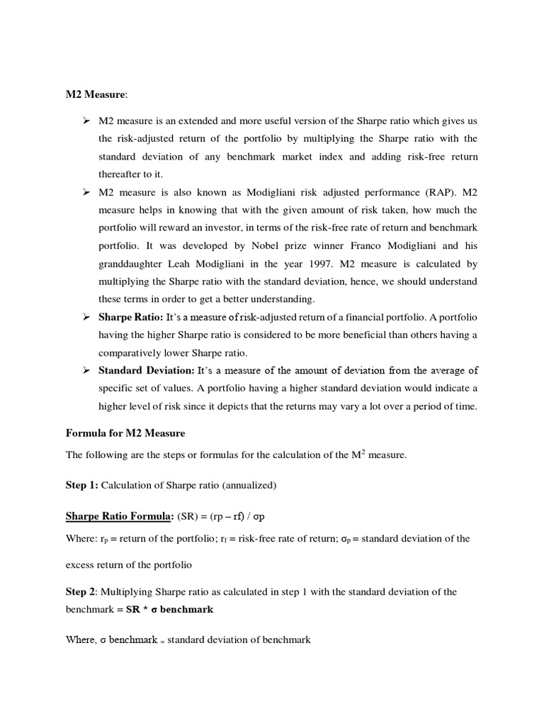 M2 Measure | PDF | Sharpe Ratio | Investing