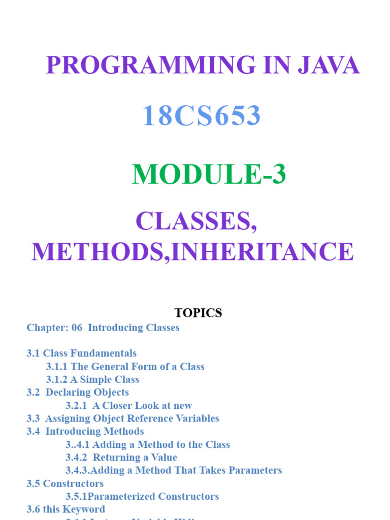 18CS653 Module 3 | PDF | Inheritance (Object Oriented Programming) | Method (Computer Programming)