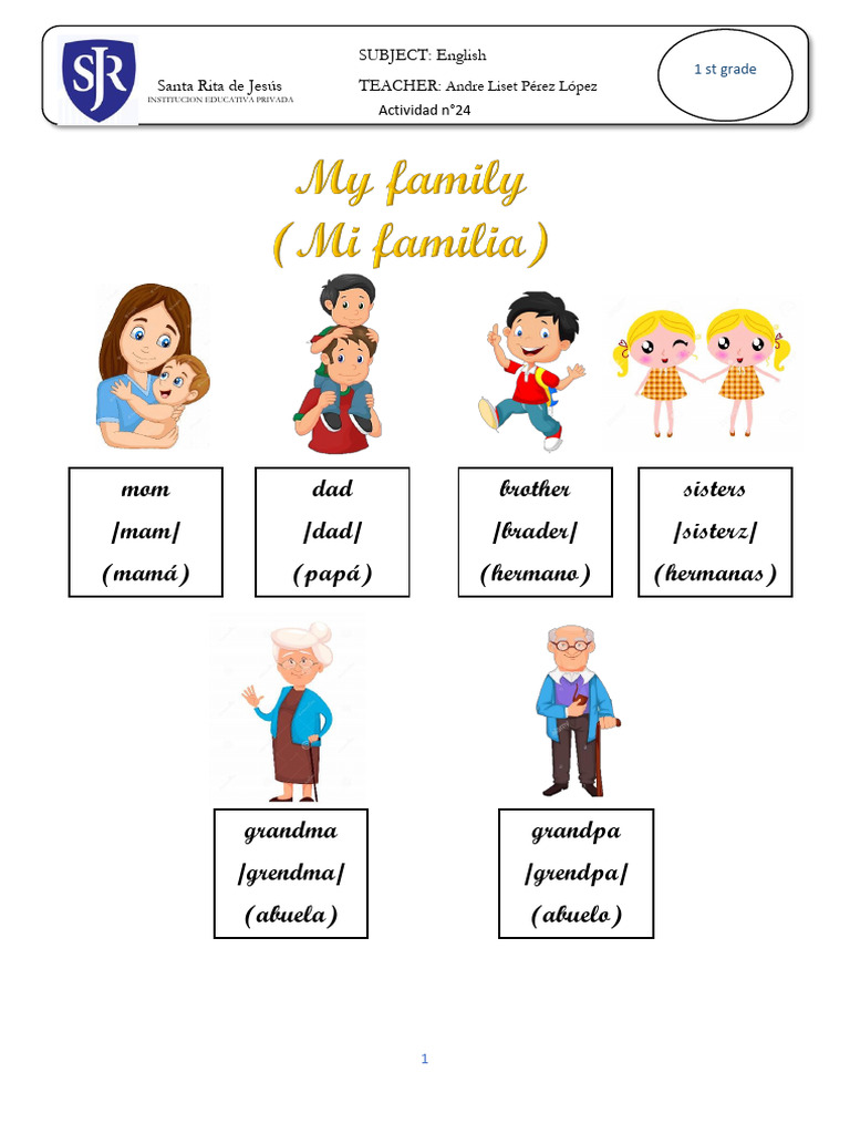 1° Vocabulary 24 - My Family | PDF