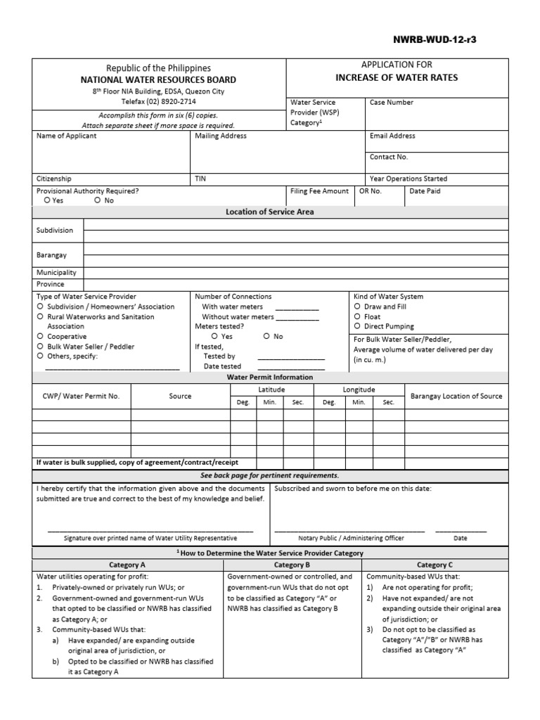 NWRB Application For Increase in Water Rates R3 | PDF | Business ...