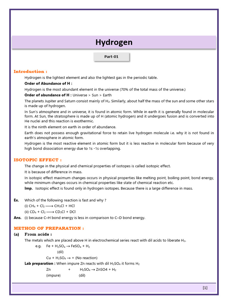 Hydrogen | PDF | Hydride | Hydrogen Peroxide