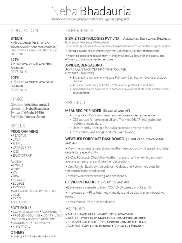 NehaBhadauria_resume | Download Free PDF | Software Development | Information Technology