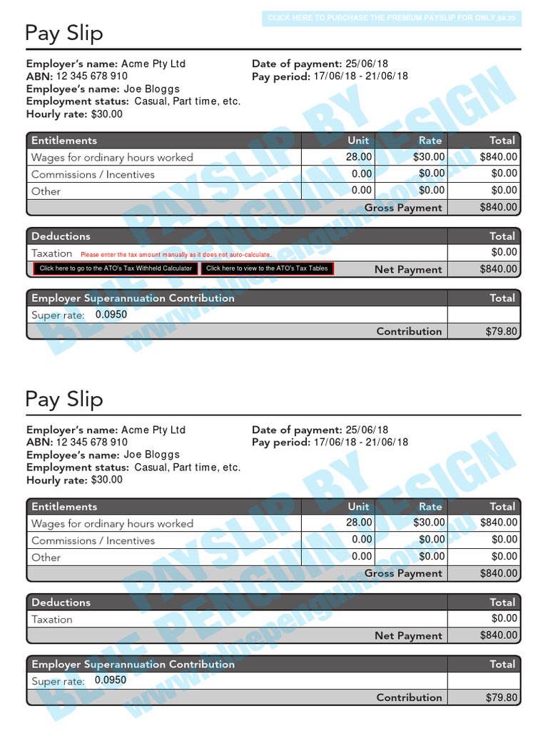 Simple Australian Pay Slip | PDF | Taxes | Employment