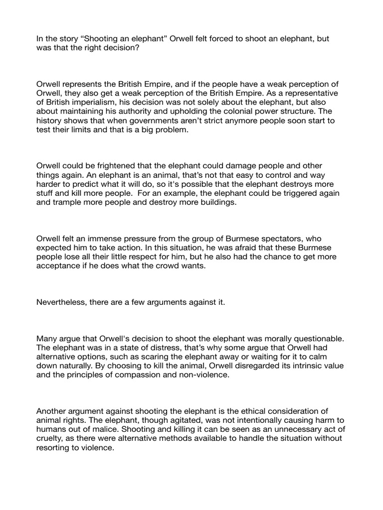 Discussion Shooting An Elephant | PDF