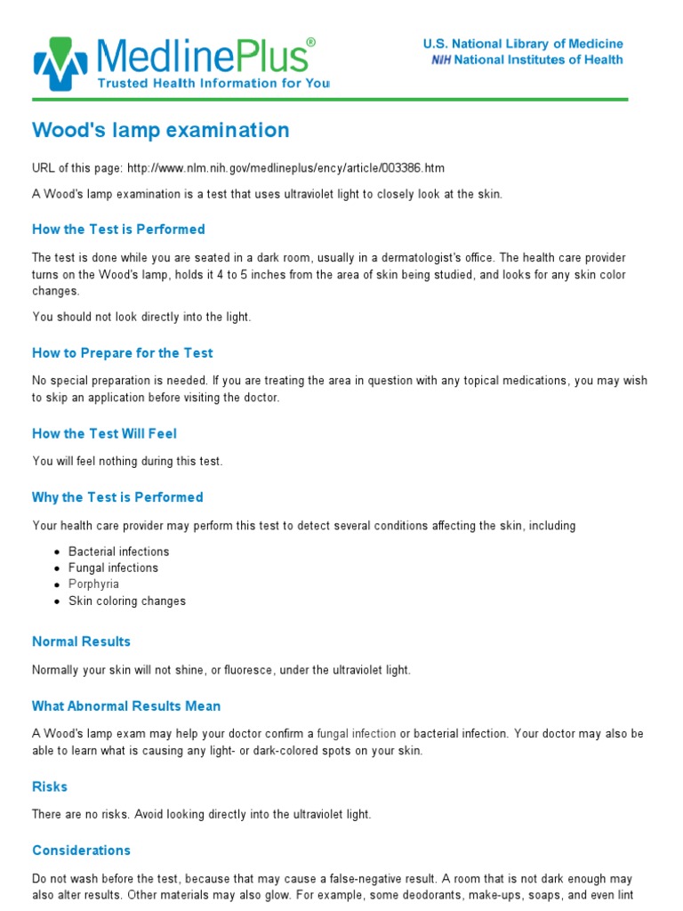 Woods Lamp | PDF | Health Care | Medicine