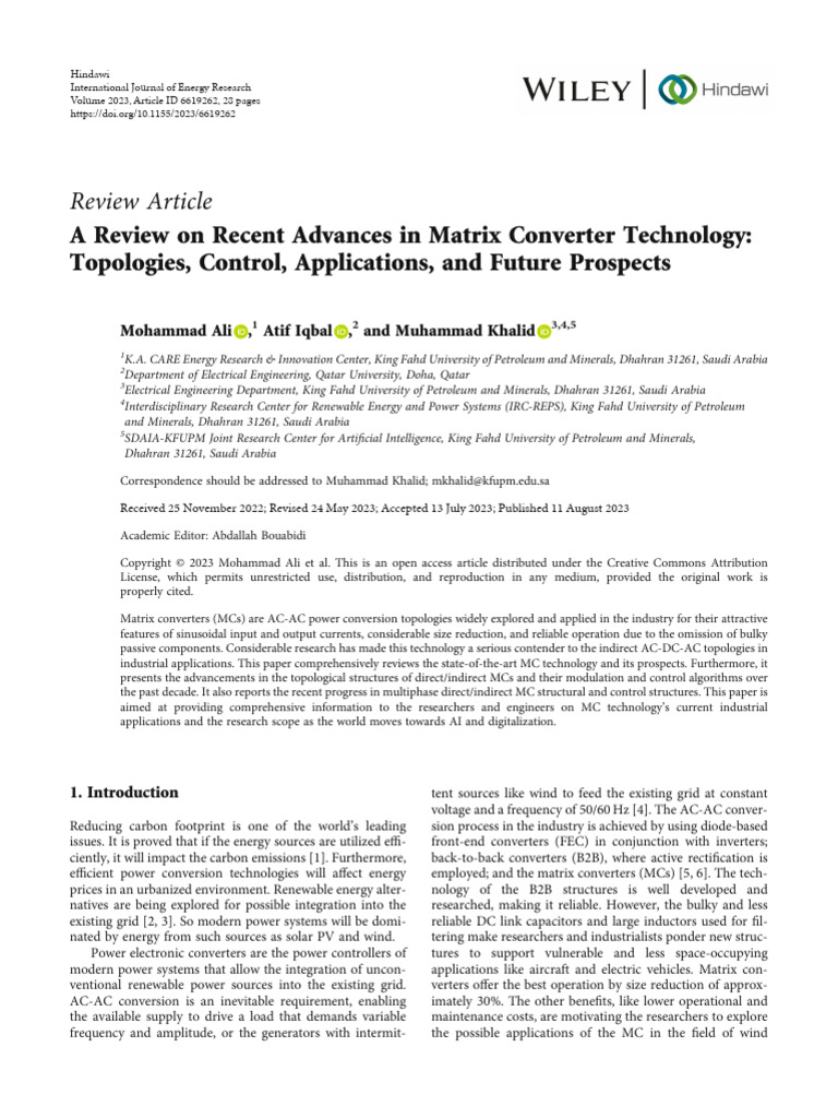 A Review On Recent Advances in Matrix Converter Te | PDF | Rectifier ...