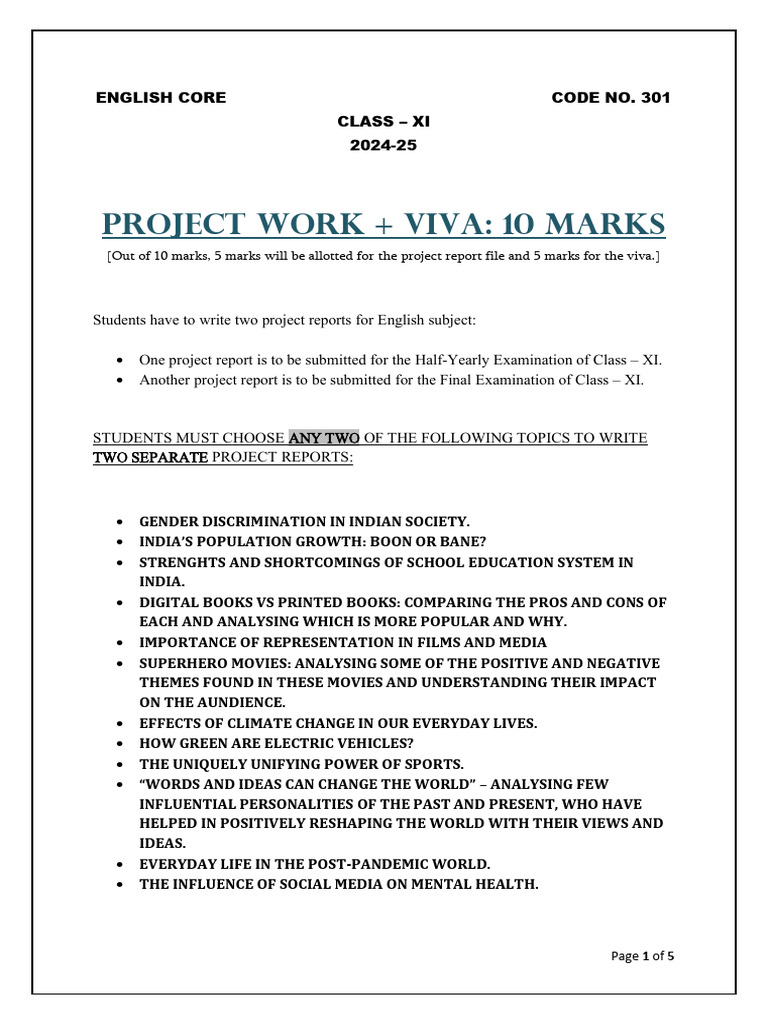 Project CLASS XI | Download Free PDF | Podcast | Essays