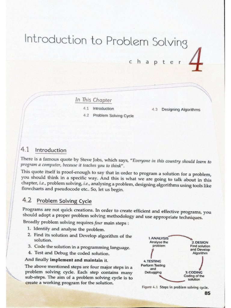 Introduction To Problem Solving Class 11 | PDF