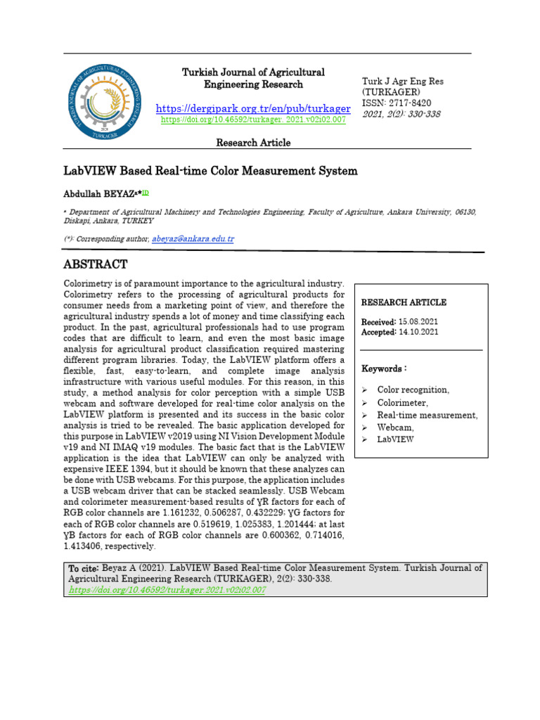 3 (12) - LabVIEW Based Real-Time Color Measurement System | PDF | Computer Vision