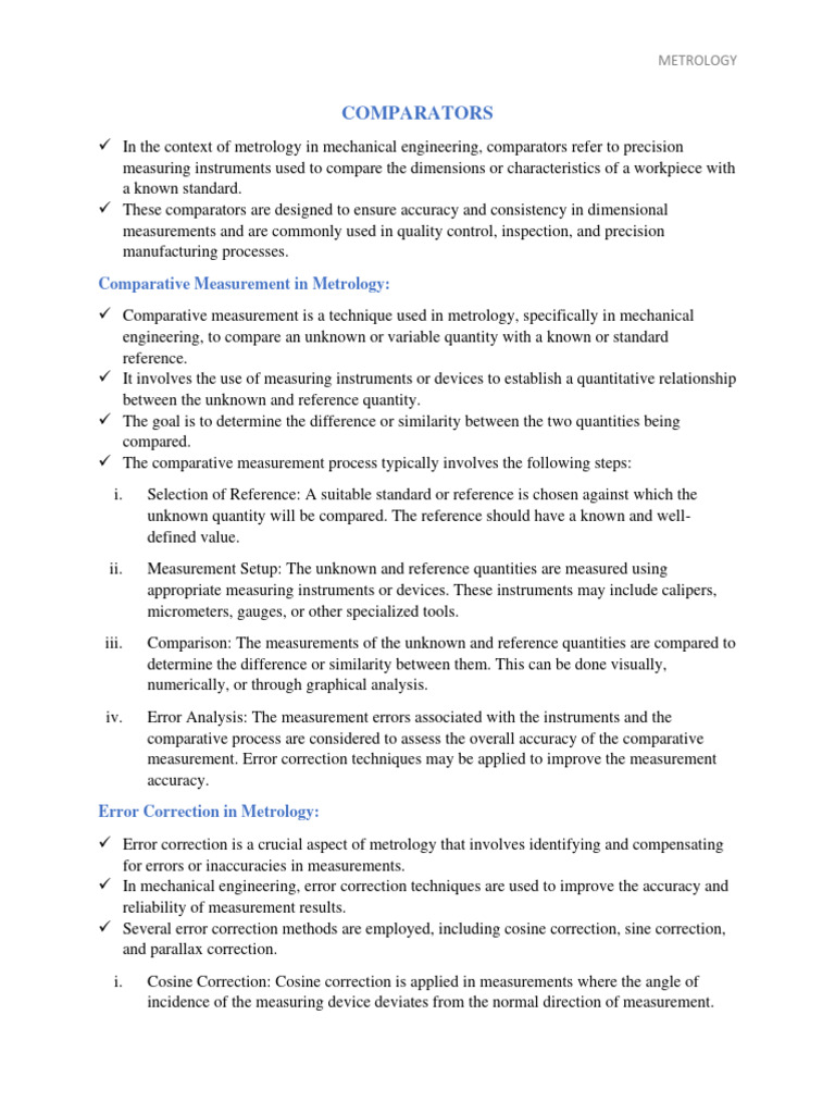 COMPARATORS | PDF | Accuracy And Precision | Metrology
