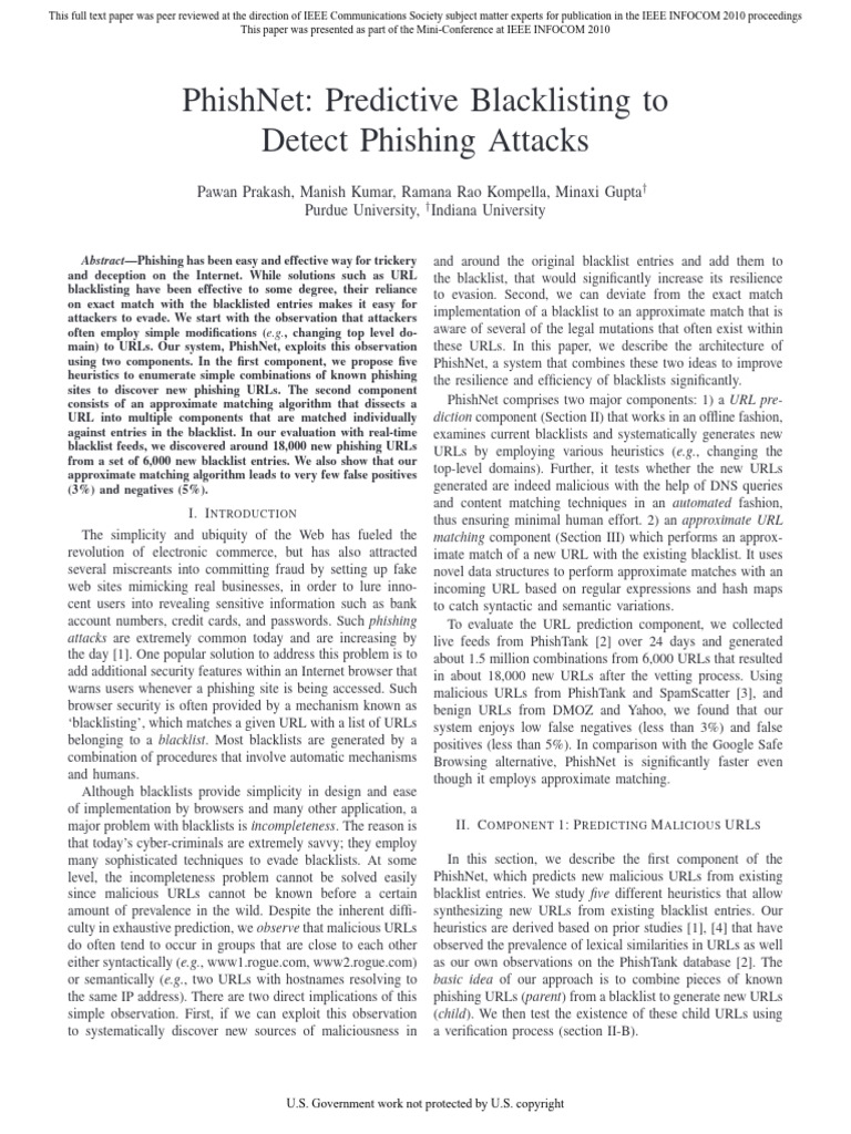 25-2010-PhishNet-Pre - Dictive Blacklisting To Detect Phishing Attacks | PDF | Phishing | Domain ...